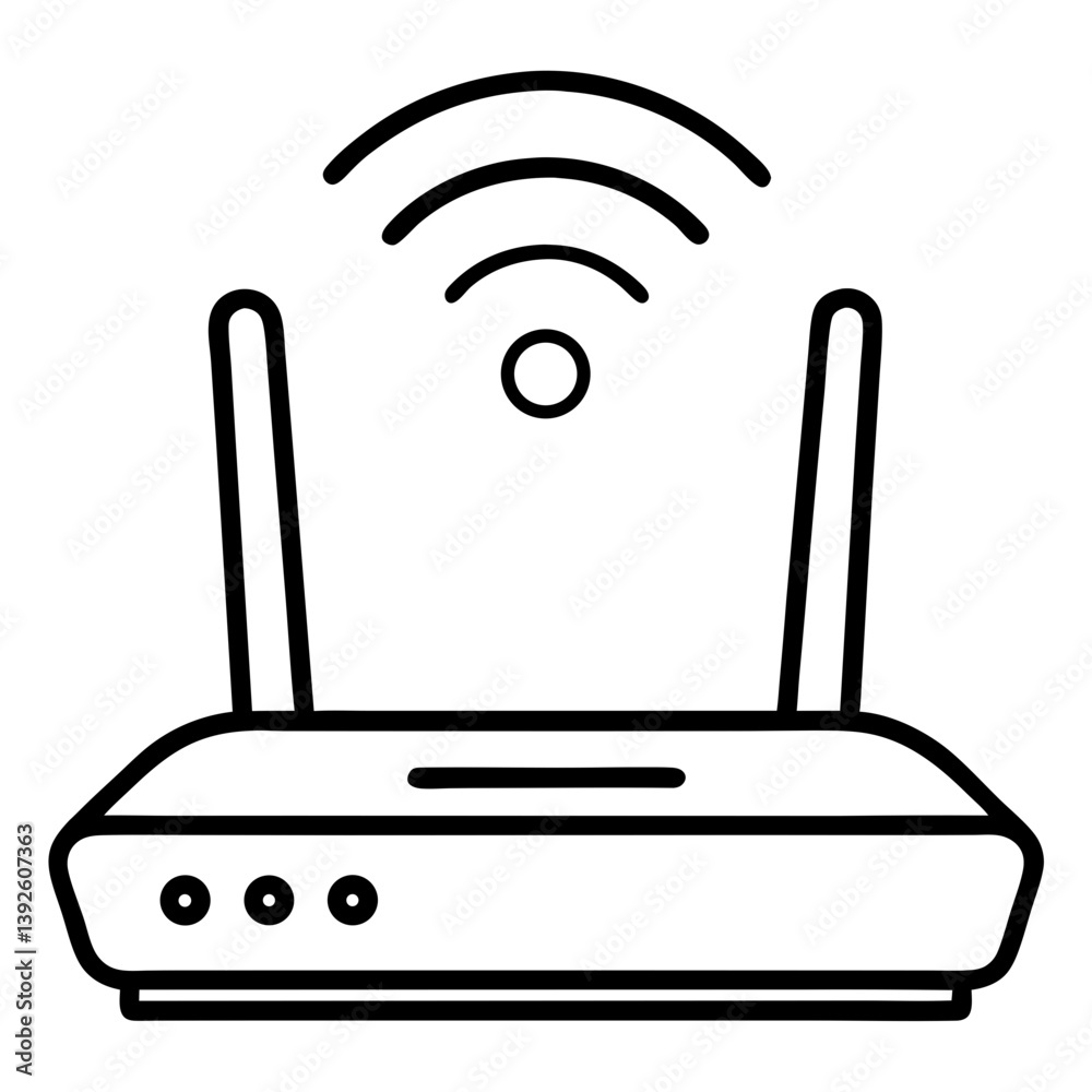 Vector de Stock Wi-Fi Router Coloring Book Page – Line Art Outline ...