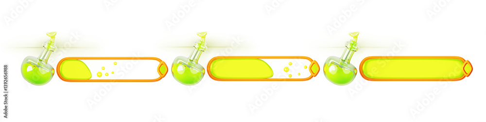 Game ui loading progress bars 3d render set. Magic cartoon interface ...