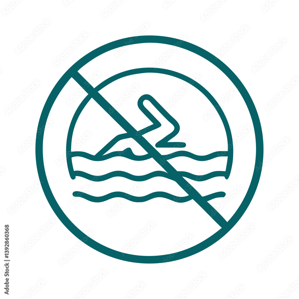 Vector de Stock No Swimming Sign with Wave Icon in Minimalist Design ...