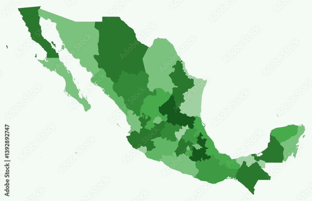 Map of Mexico with regions. Just a simple country border map with ...