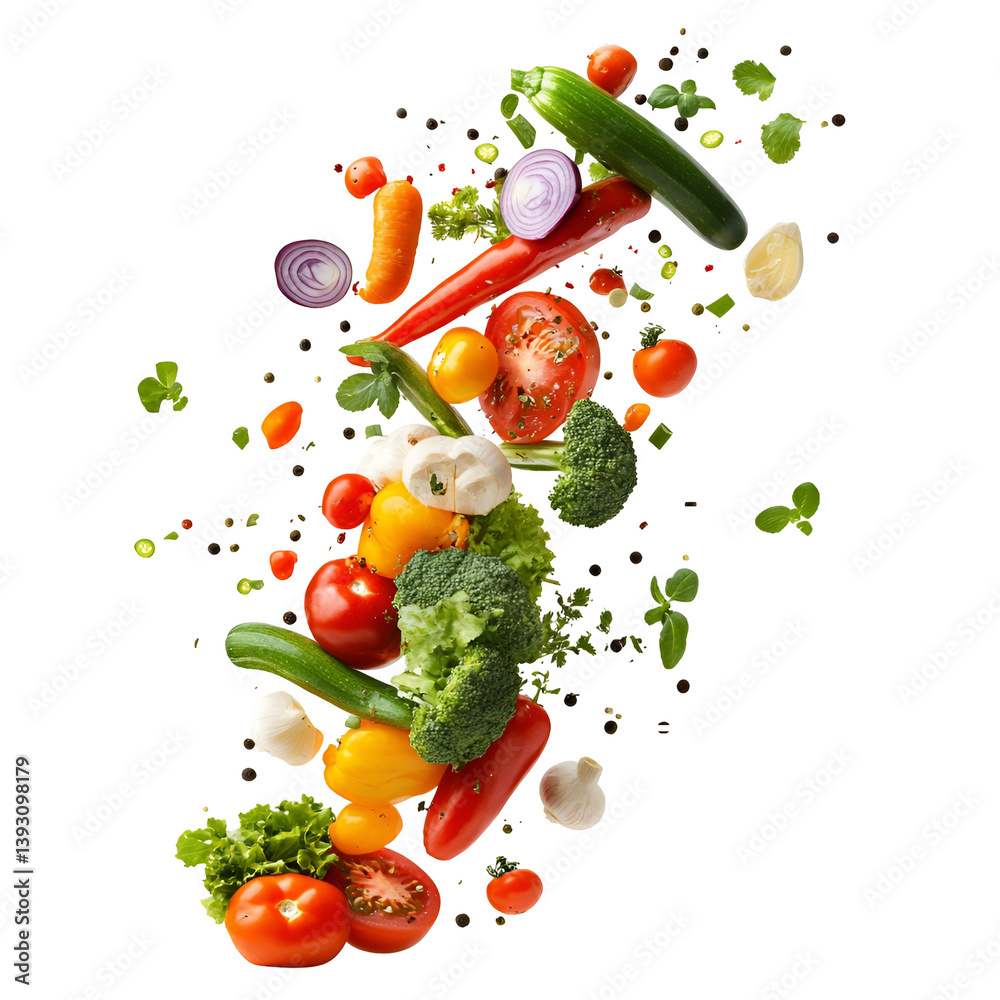 Vibrant Vegetables Falling Black Background Healthy Food Ingredients ...