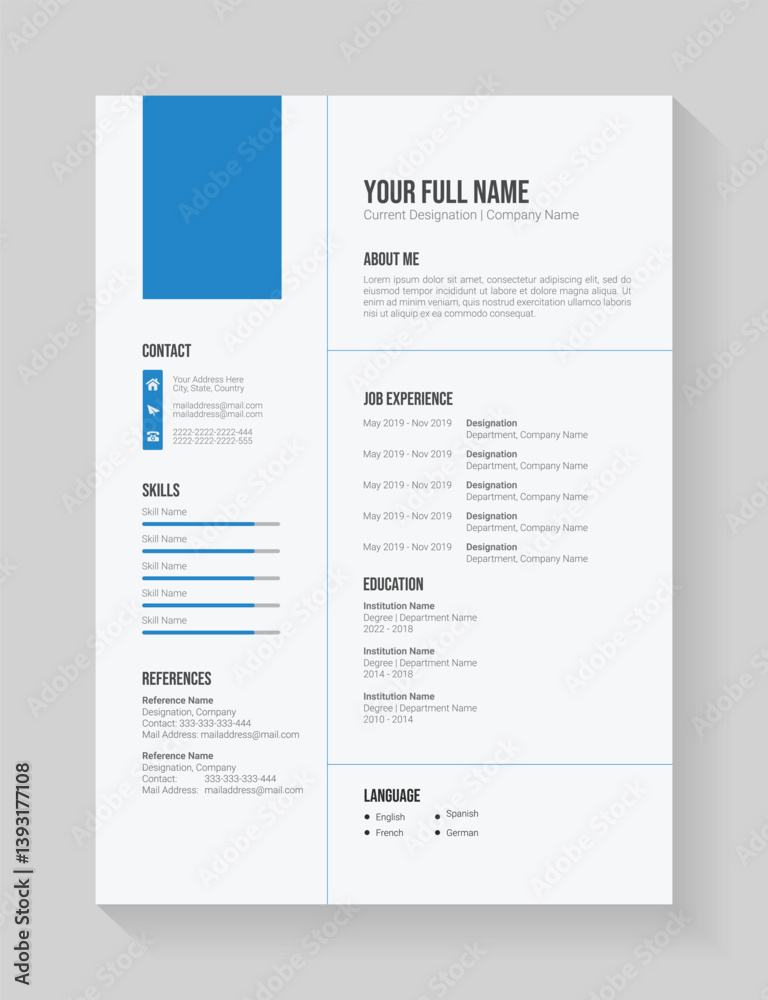 Clean and modern resume portfolio or cv template for candidates ...