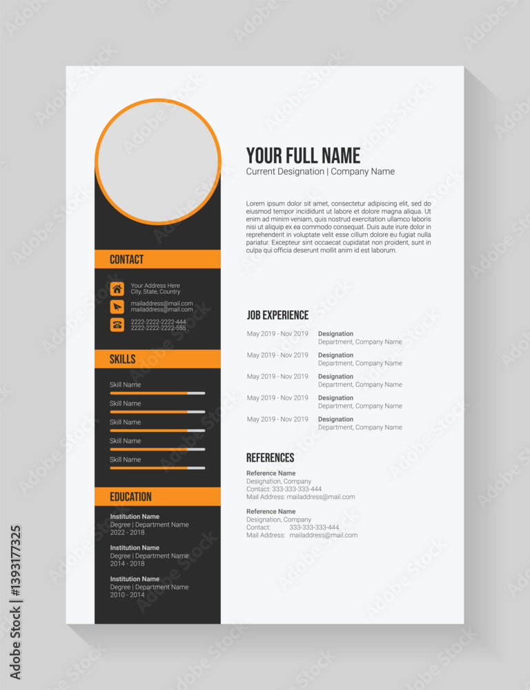 Clean and modern resume portfolio or cv template for candidates ...