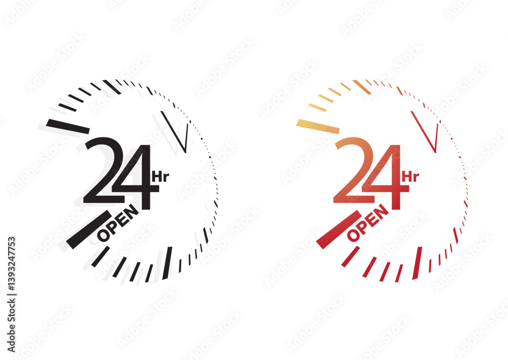 Open 24 X 7 round the clock - Stock Icon Stock Vector | Adobe Stock