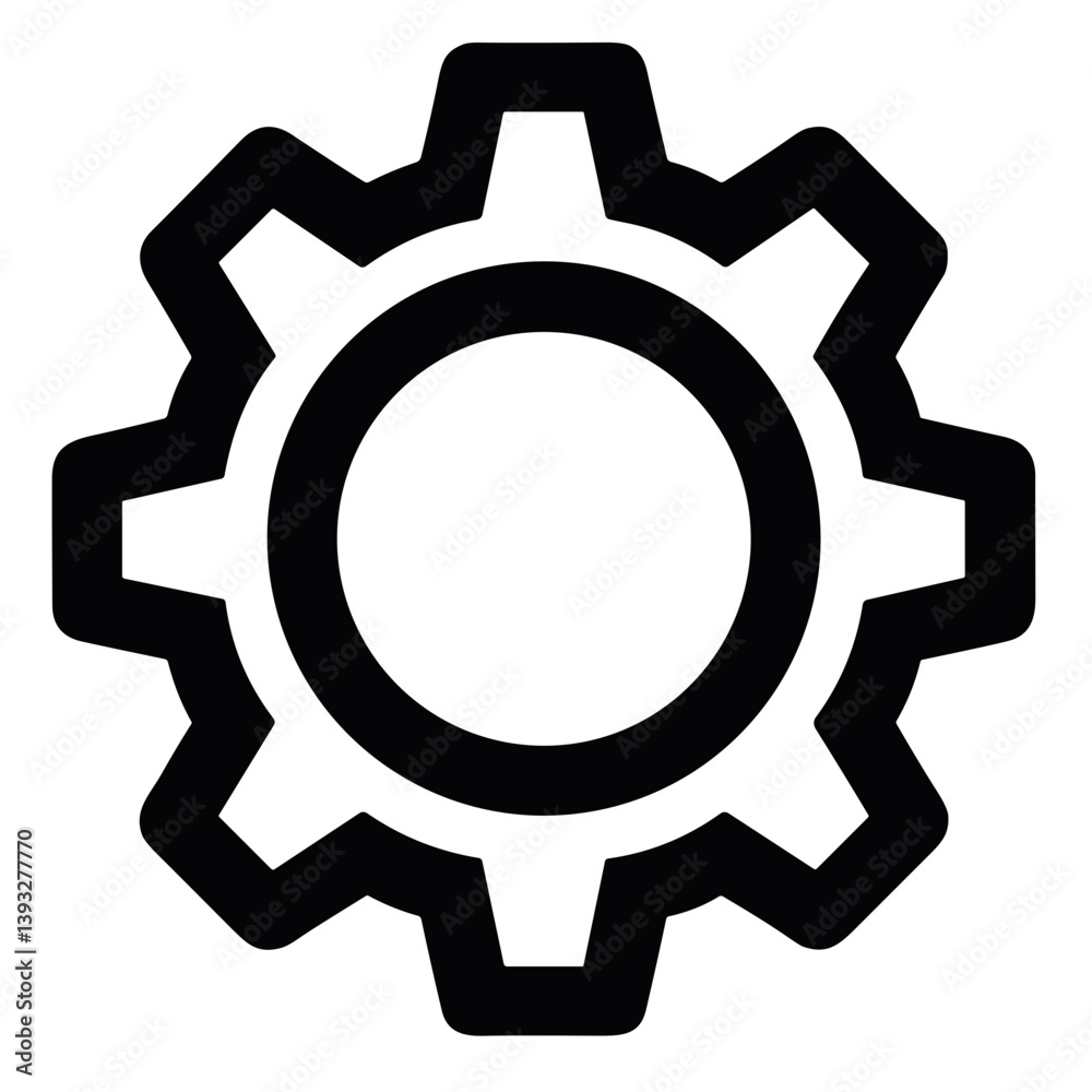 Minimalist gear icon used in UI settings and system configuration ...