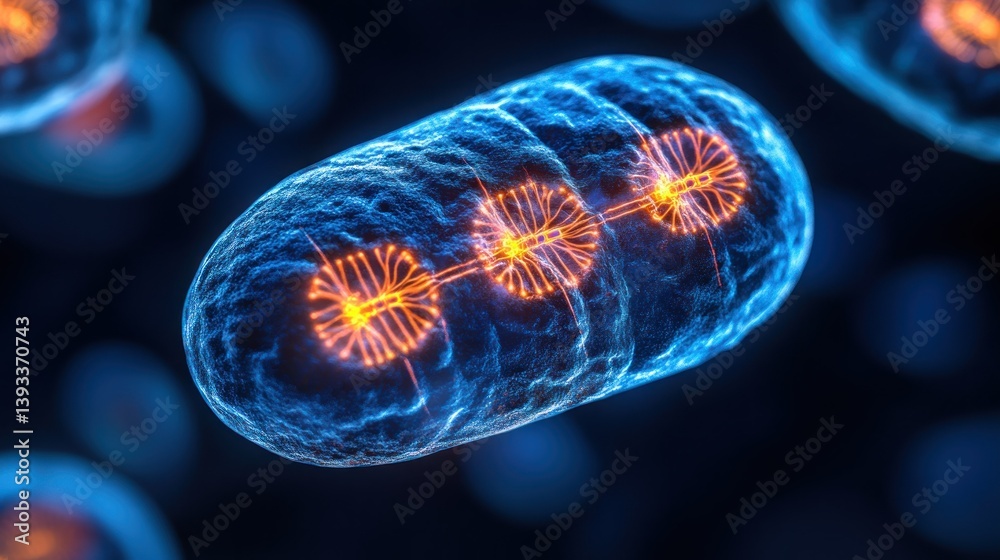Mitochondria Detailed render of mitochondria, showing internal ...