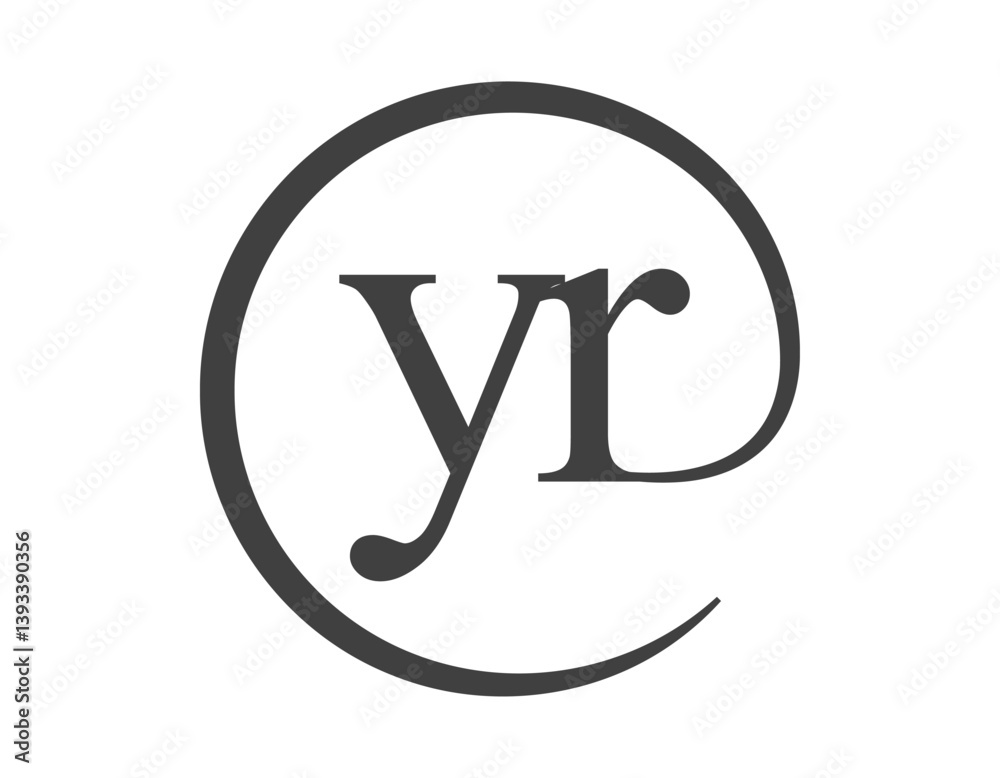 YR logo from two letter with circle shape email sign style. Y and R ...