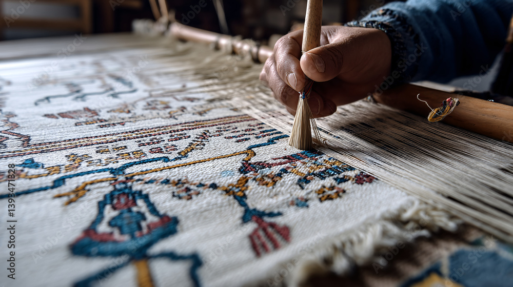 Handmade Turkish carpets are woven using time-honored methods on a ...