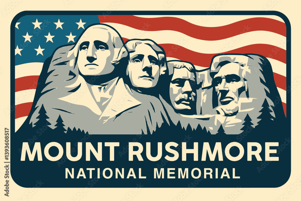 mount rushmore national memorial vector illustration Stock Vector ...