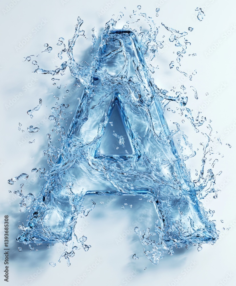 Splashing Water Alphabet A to Z and Numbers 1 to 10 Hyper-Realistic ...