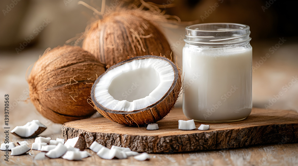 leche de coco saludable con fruta de coco fresca organica y saludable ...