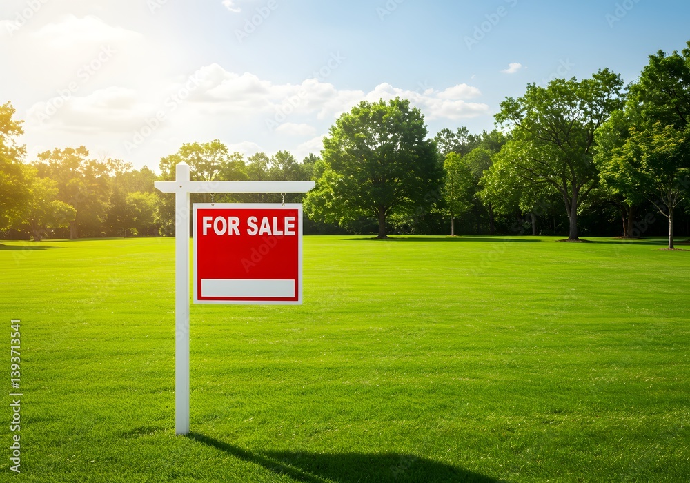 Land for Sale Vacant Lot with For Sale Sign, Green Grass, Trees, and ...