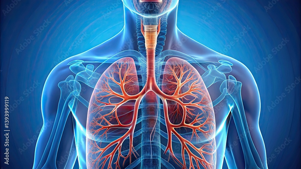 Anatomy of asthma diagram showing lungs, bronchial tubes, and airways ...