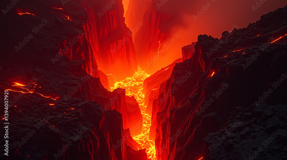 Seismic fault lines fracture the surface, cutting through terrain and ...