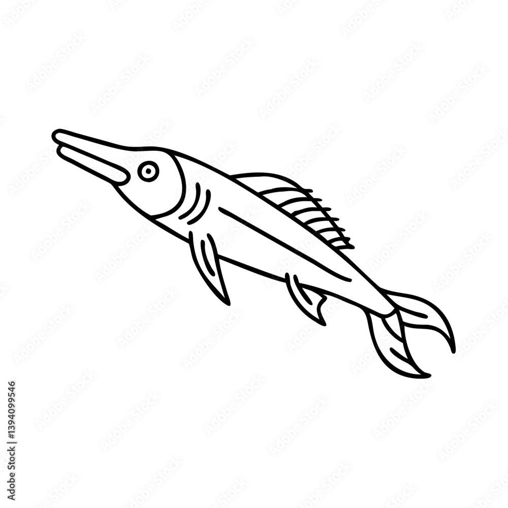 Image vectorielle Stock garfish icon, garfish line art - simple line ...