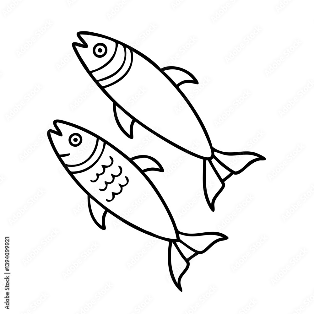 herring icon, herring line art - simple line art of herring, perfect ...