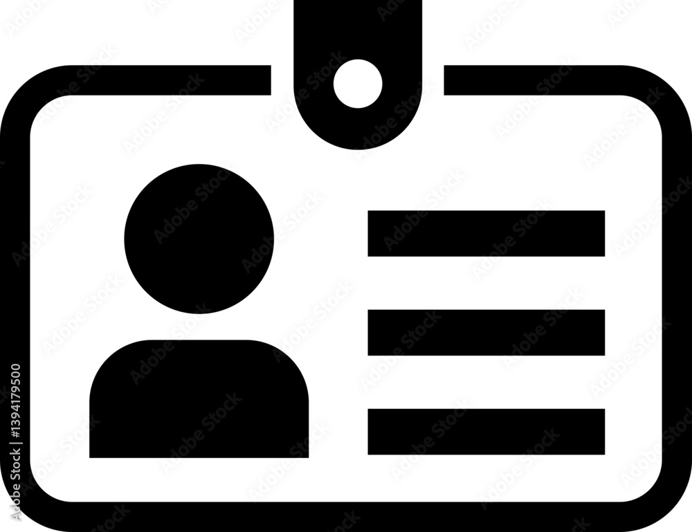 ID Card icon. Identification card flat, outline black vector isolated ...