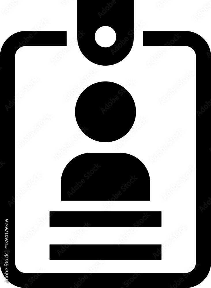 ID Card icon. Identification card flat, outline black vector isolated ...