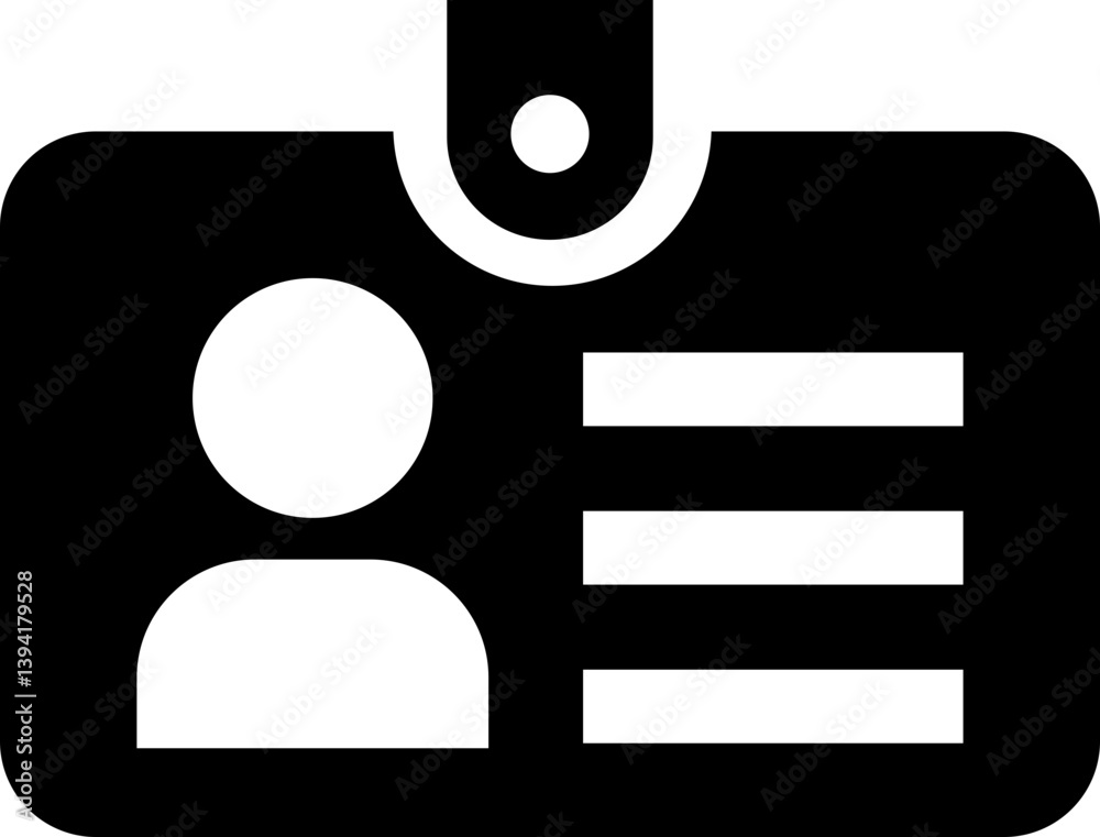 ID Card icon. Identification card flat, outline black vector isolated ...