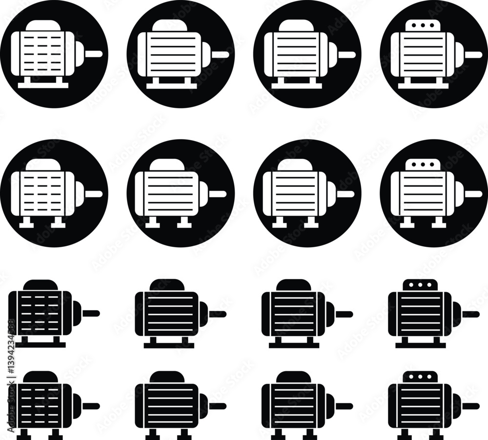 Electronic motor icon set vector. Electronic motor equipment repair ...