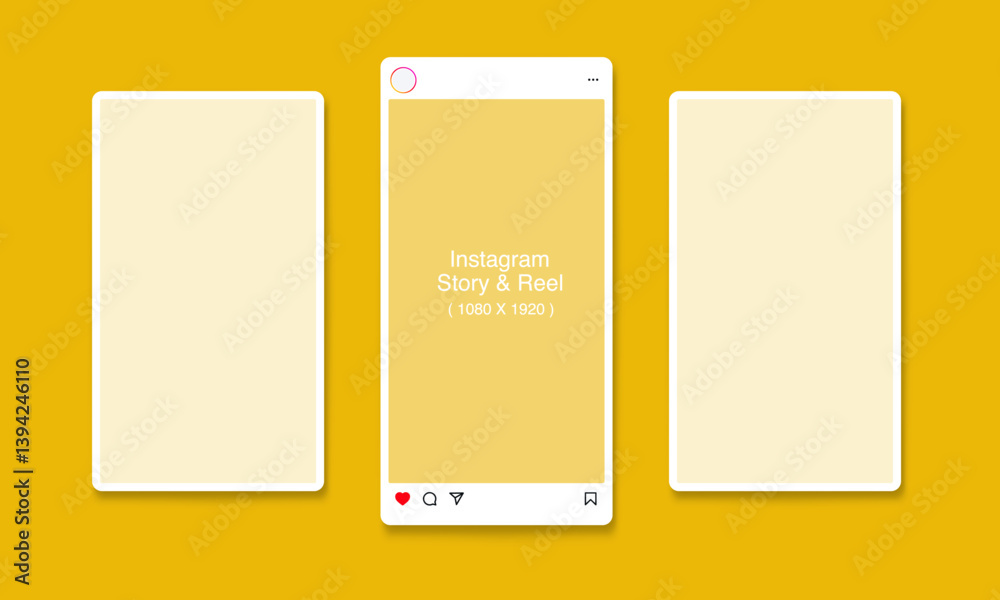 Vector de Stock Instagram Stories and Reels Including a Post Mockup ...