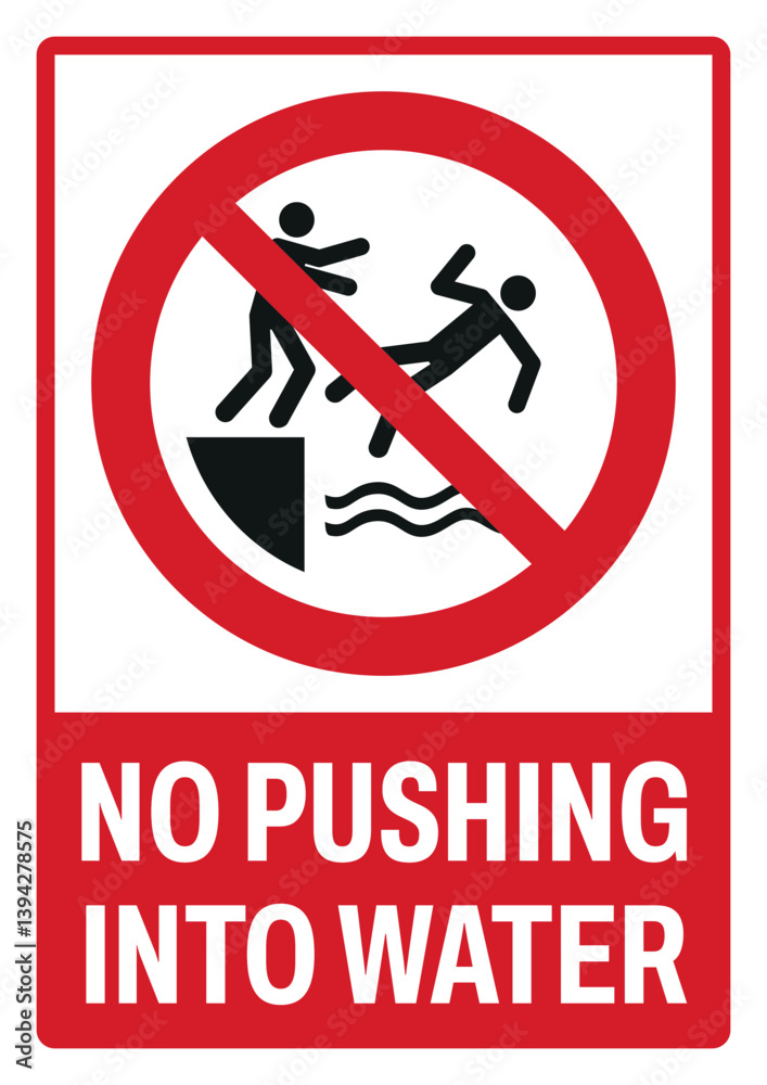 prohibition safety signs v2 uppercase text_no pushing into water ...