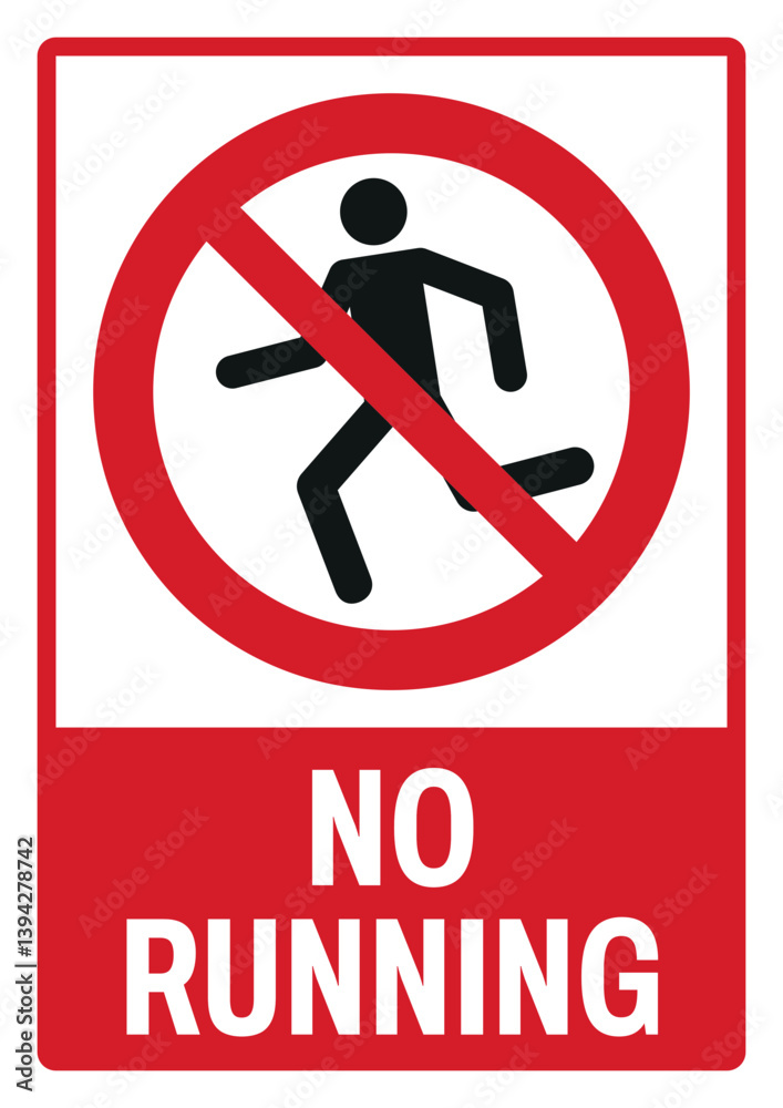 prohibition safety signs v2 uppercase text_no running_portrait size a4 ...