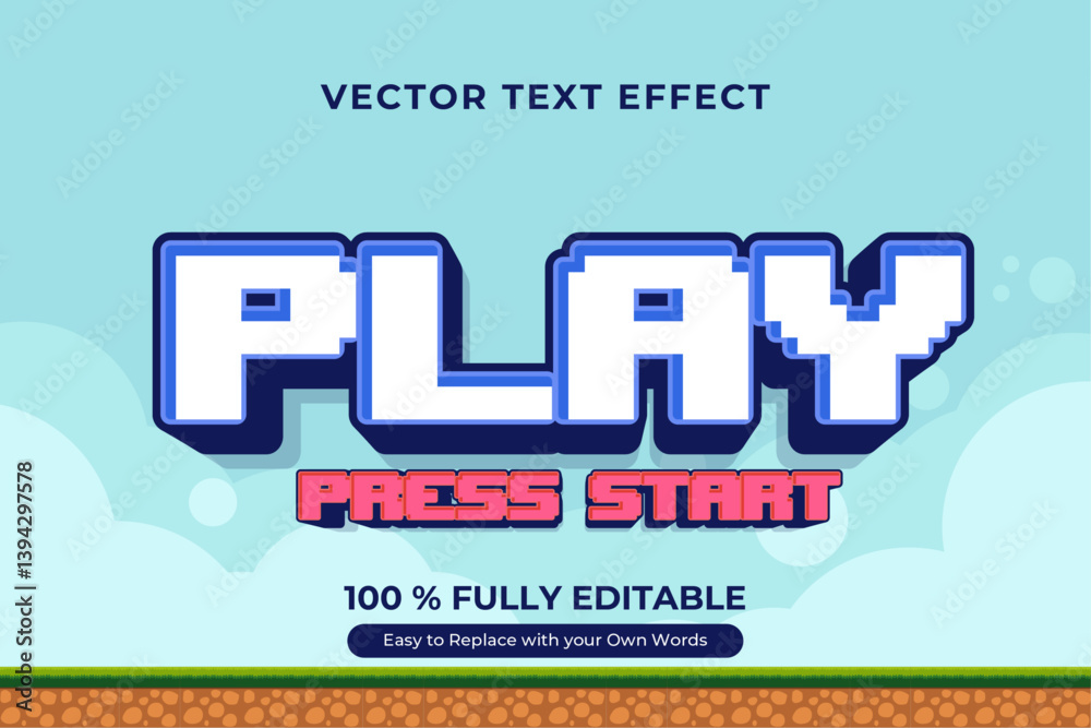 Play Editable pixel art style text effect for retro game design Stock ...