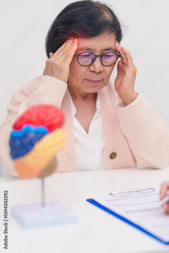 Foto de Stock Elderly Patient consulting Doctor to Brain disease ...