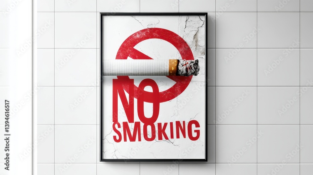 Bold anti-smoking poster design featuring a striking red no-smoking ...