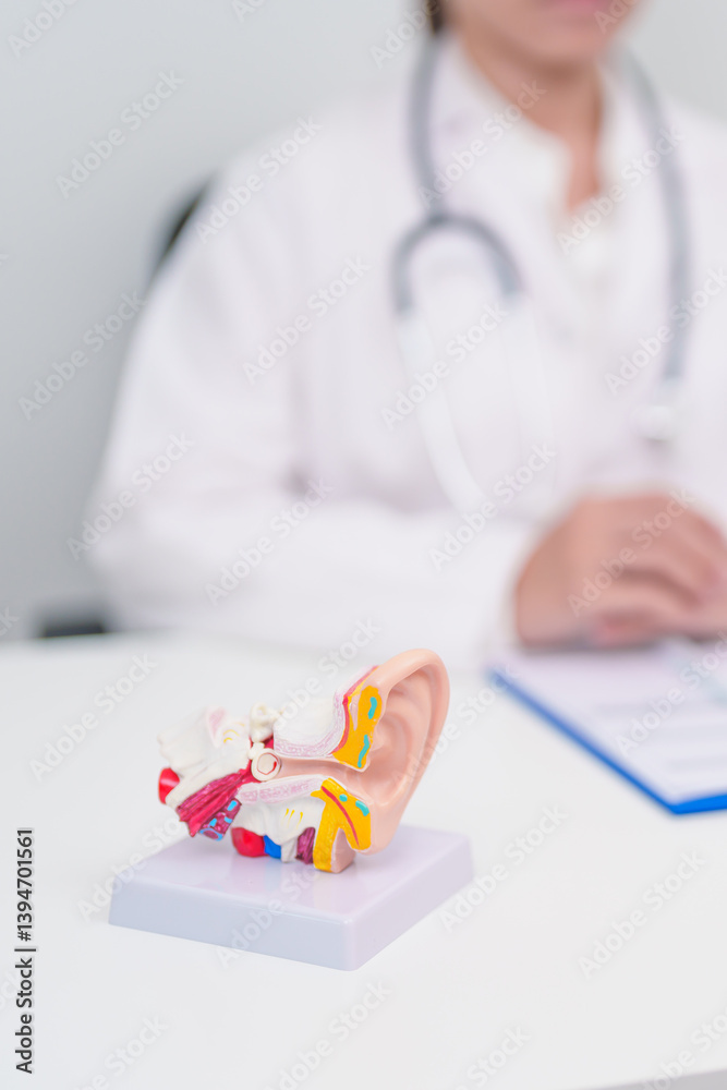 Elderly Patient consulting Doctor to Ear disease. Senior Health Medical ...