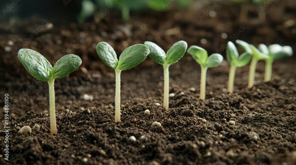 Stages of a young plant growth captured in a row, each phase ...