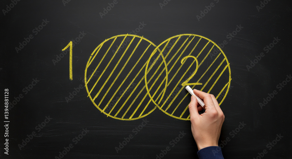 Venn Diagram Chalkboard Art: Visualizing Overlap, Intersections, and ...