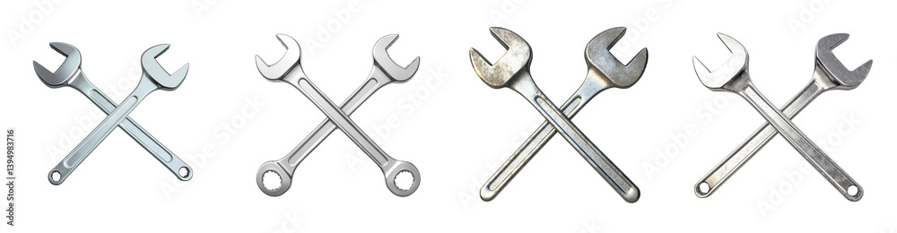 Collection of crossed wrenches showing various stages of wear and tear ...