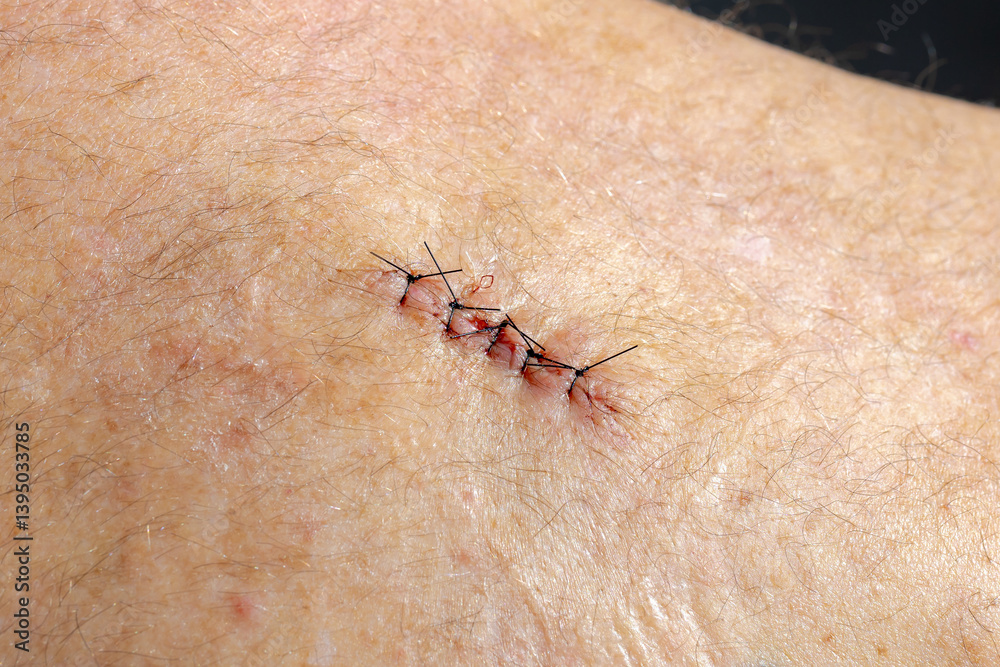 Healthcare and medical concept, Close up man back with surgical wound ...