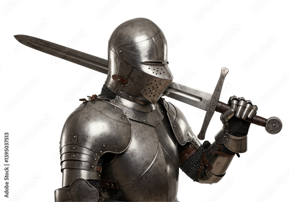 Isolated Armored Knight with Sword Stock Photo | Adobe Stock