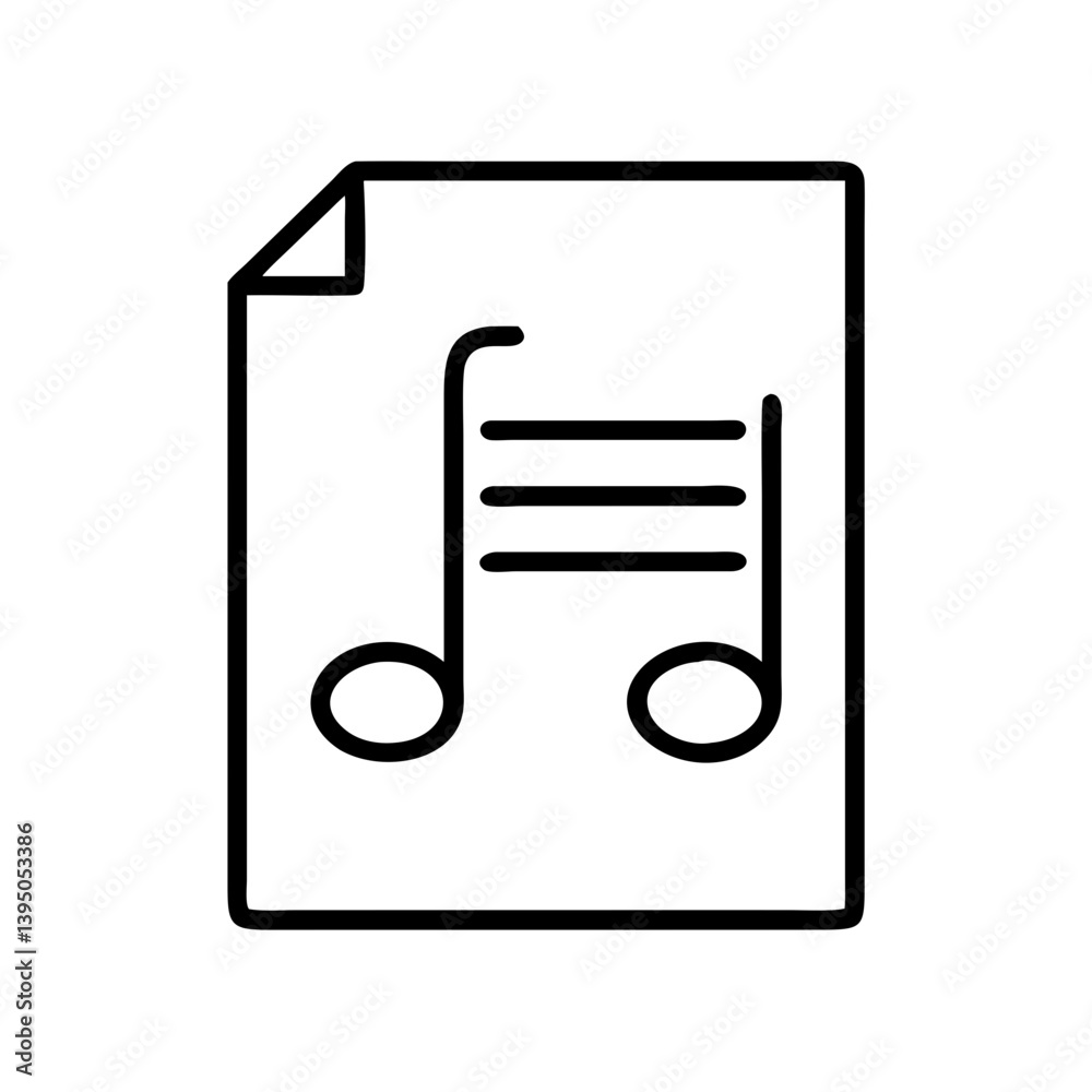 Music sheet icon vector graphic, musical note file symbol for song and ...