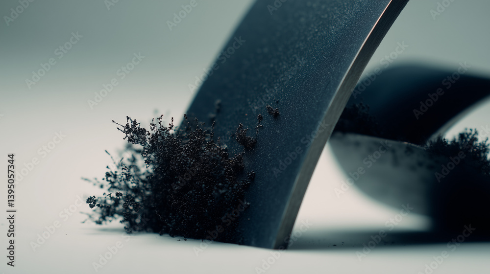 Dark metallic plate deflecting iron filings in curved patterns ...