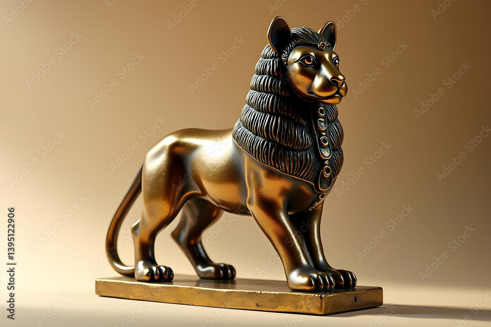 Majestic Golden Lion Statue, A Symbol of Strength, Royalty, and Ancient ...