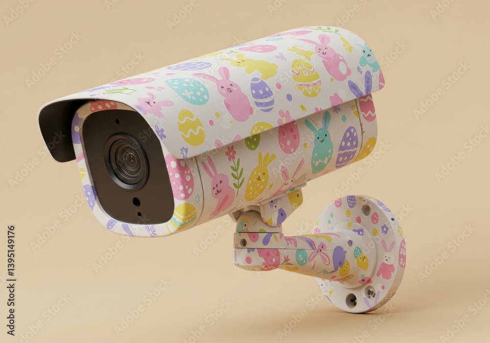 Easter Security Camera with Festive Bunny and Eggs Pattern Design Stock ...