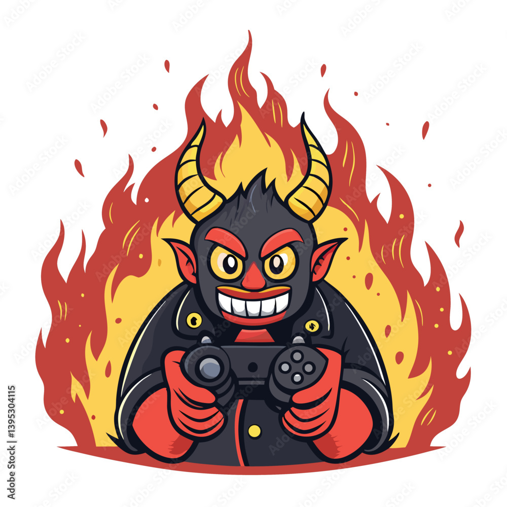 Vector de Stock Design a bold, vector illustration of a flaming demon ...
