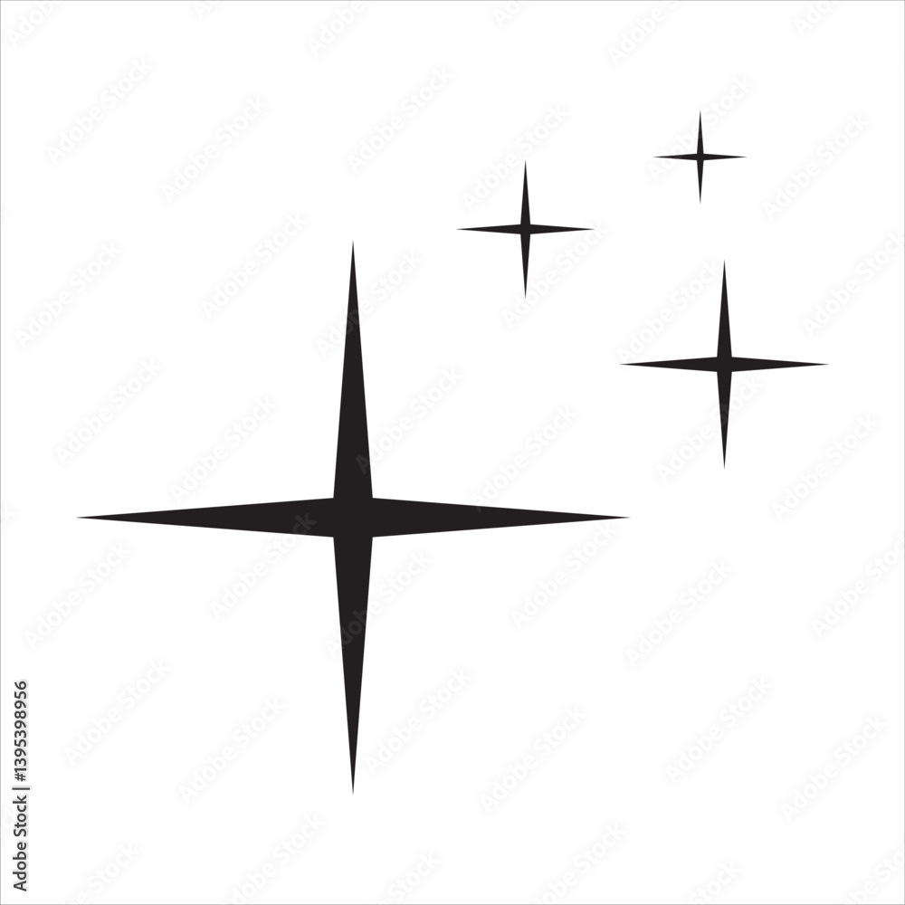 Shine icon symbol vector isolated on white background. Star sparkles ...