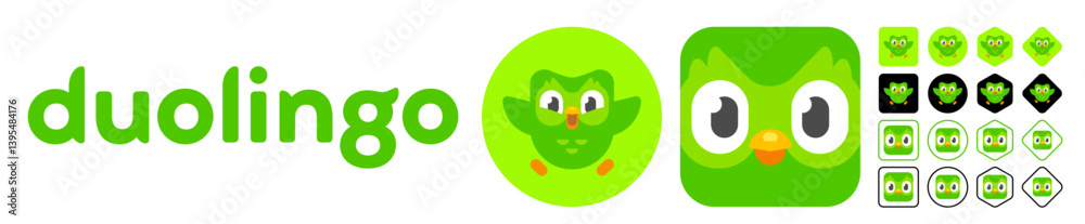 Vector de Stock Duolingo logo icon logo set Png & vector. Duolingo logo ...