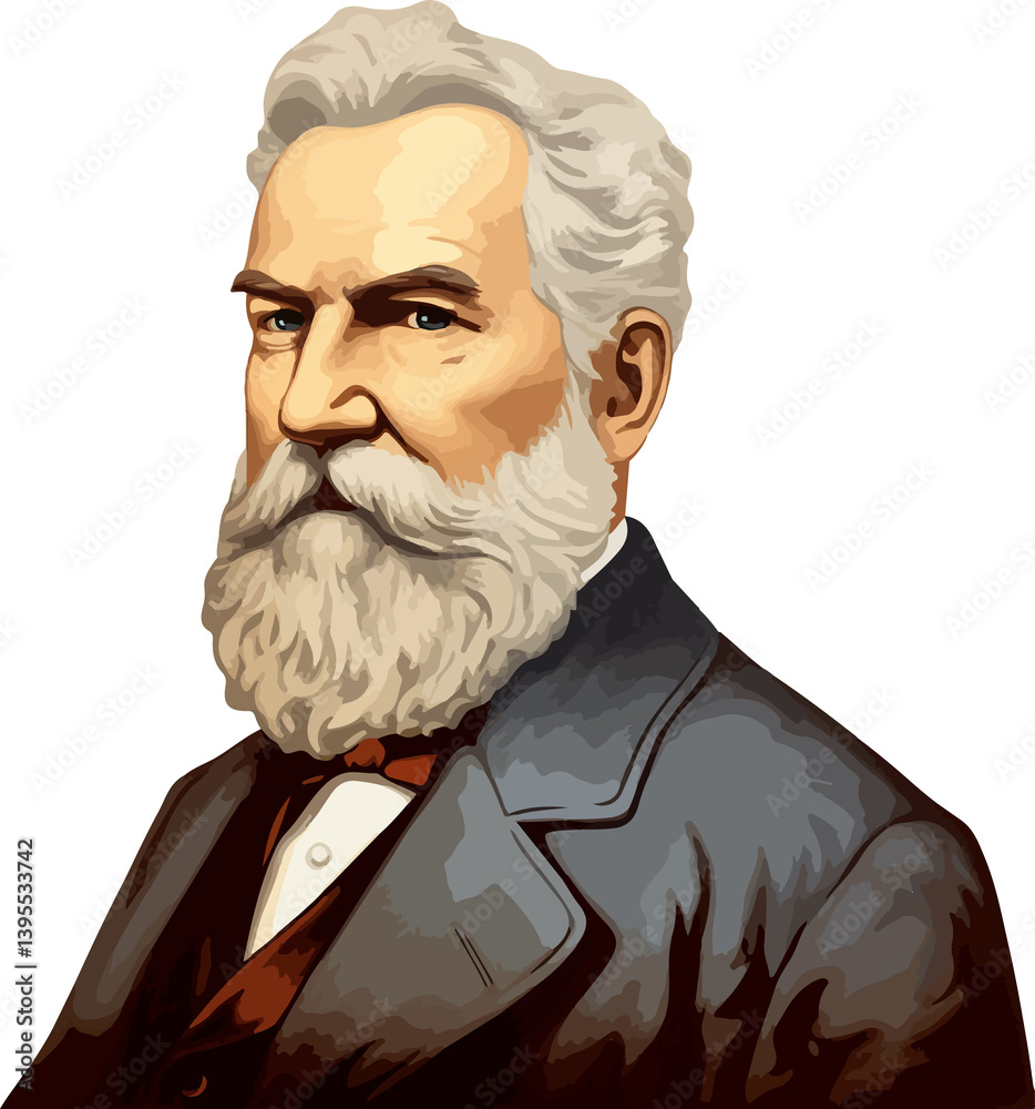Illustrated Drawing of Alexander Graham Bell. Alexander Graham Bell ...