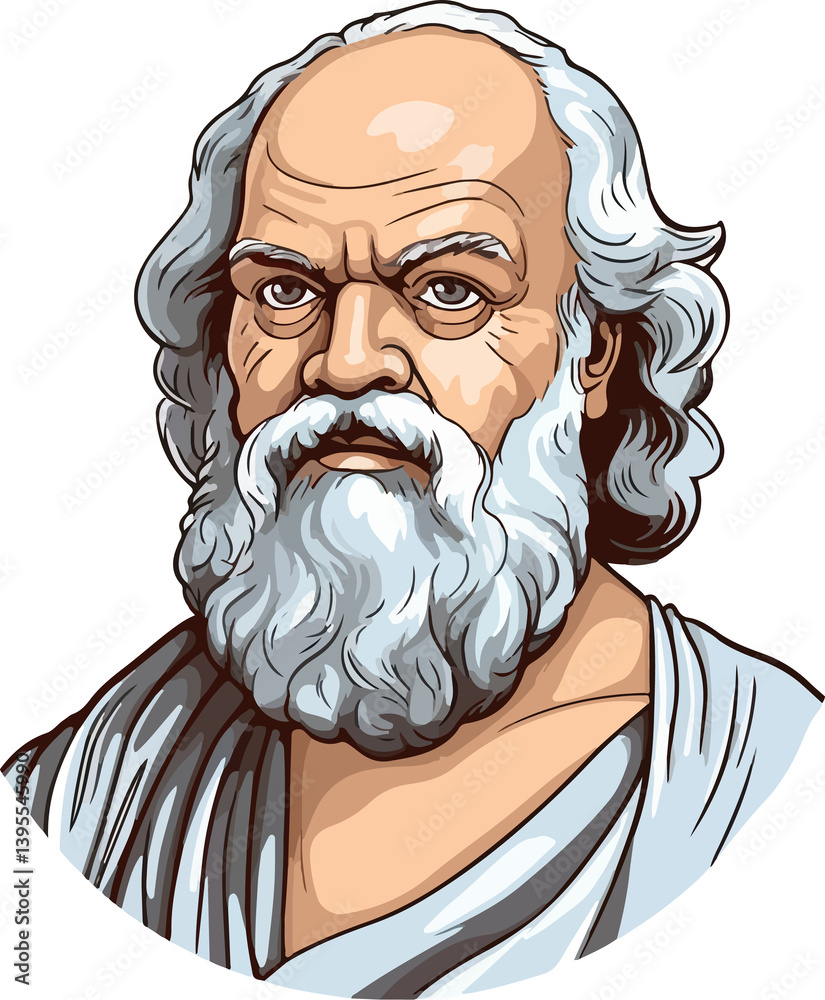 Illustrated Drawing of Socrates. Socrates, a renowned Athenian ...