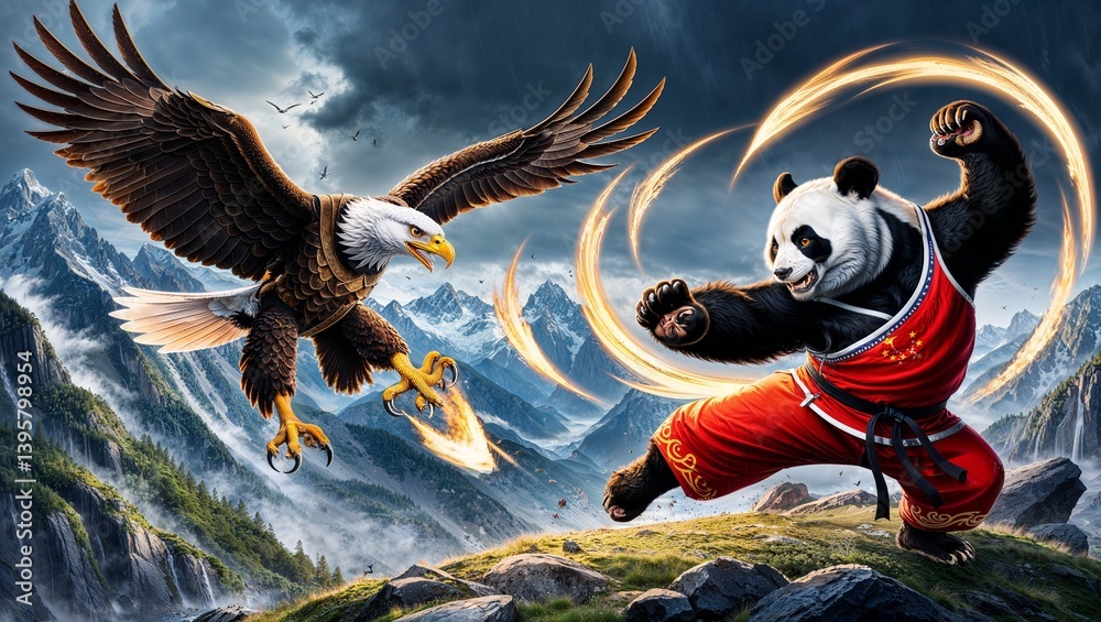 Mountain Battle: American Eagle vs Chinese Panda scene showing the U.S ...