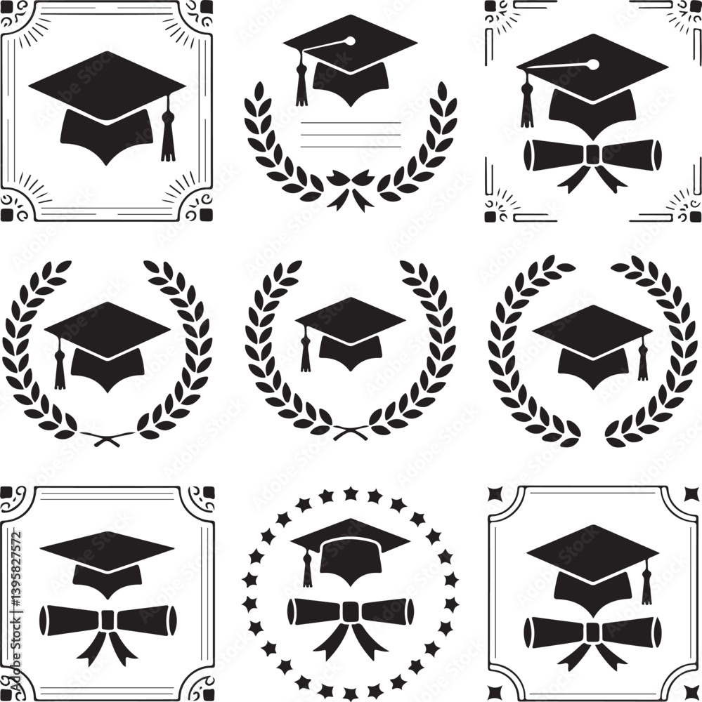 Graduation frame, graduation border, graduation cap, graduation, border ...