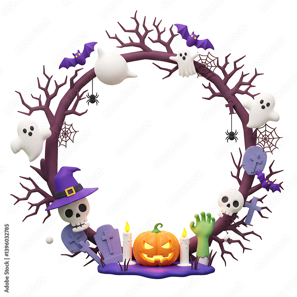 Spooky Halloween Border with Skeletons and Zombies on Transparent ...