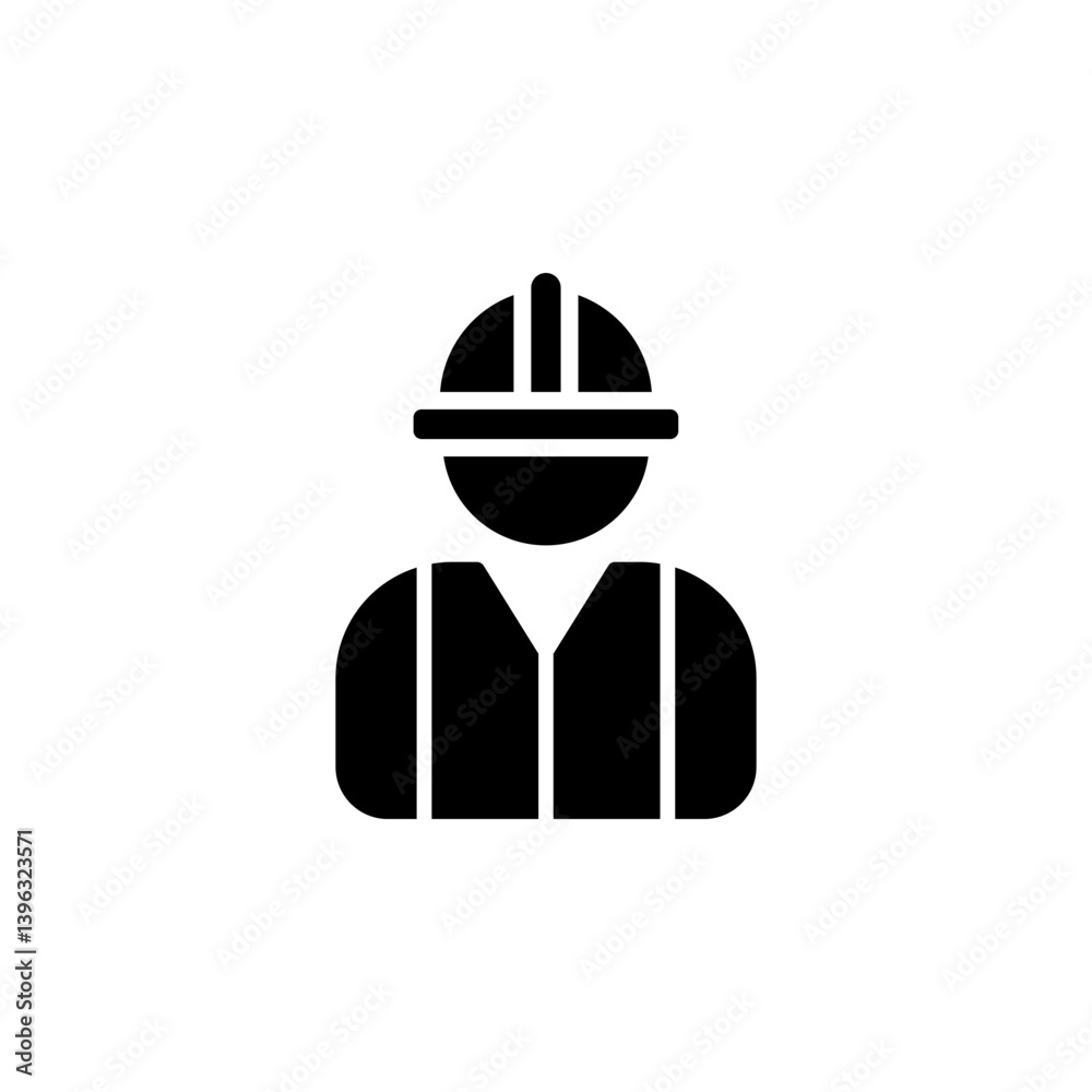 Construction worker wearing hard hat and vest. Represents professions ...
