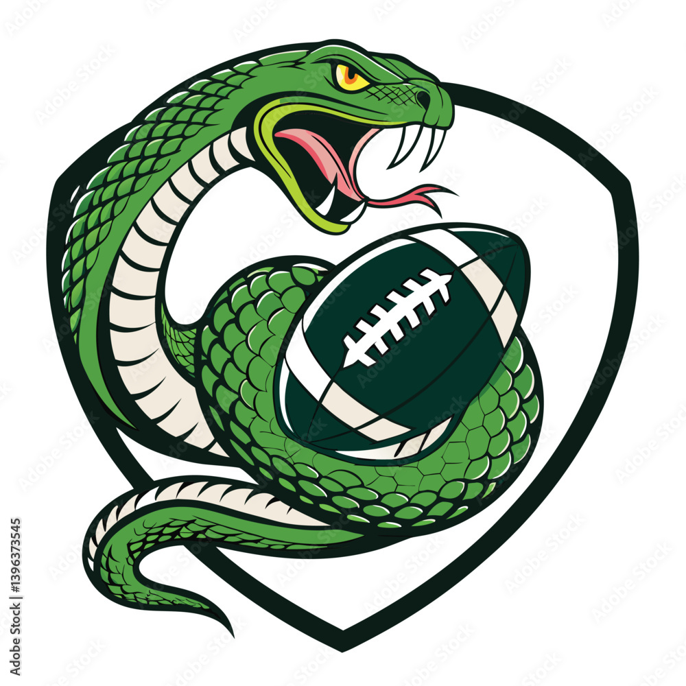 Create a vector illustration of a bold, stylized snake coiled around a ...